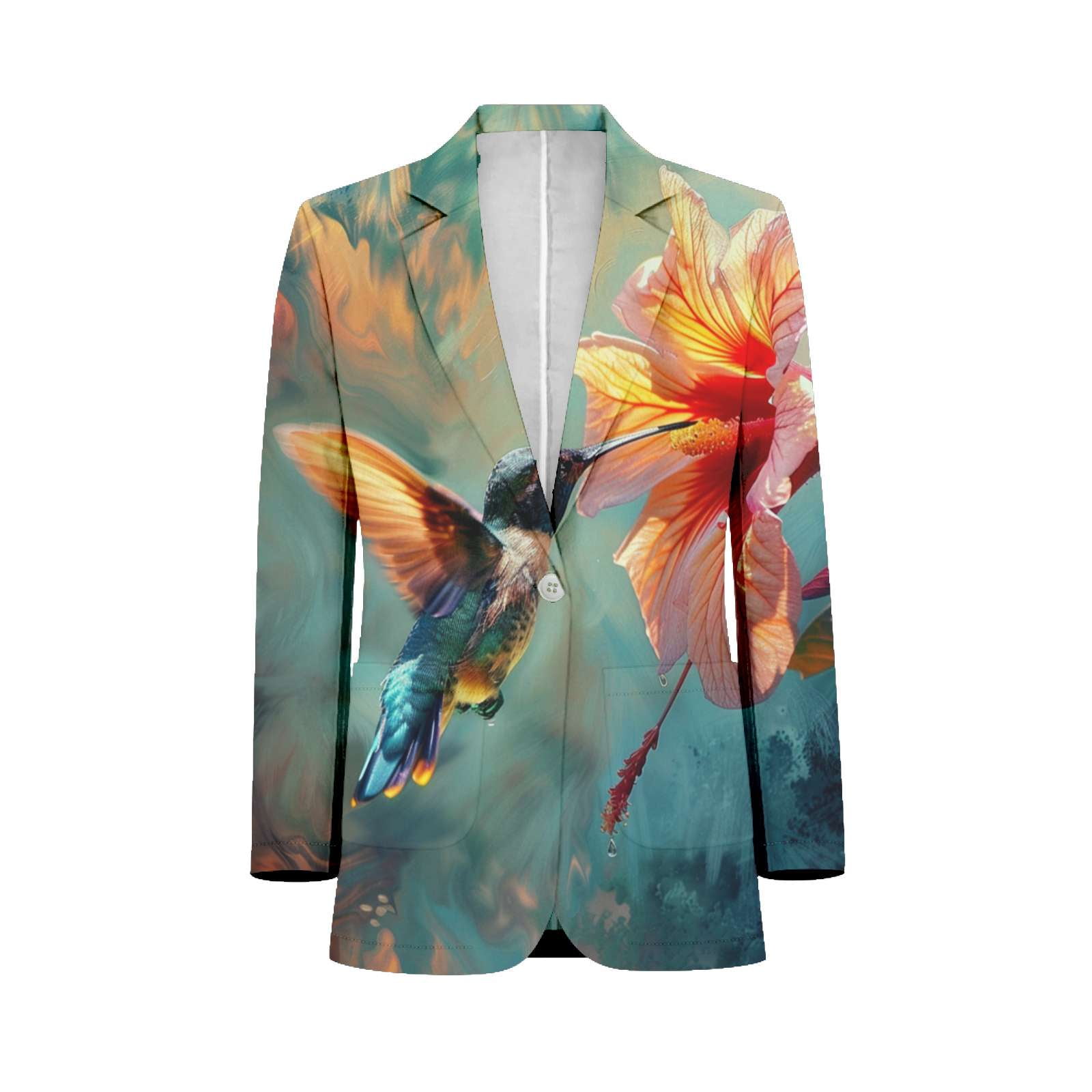 Colorful Hummingbird And Flowers Customized Men's Suits full man Shawl ...
