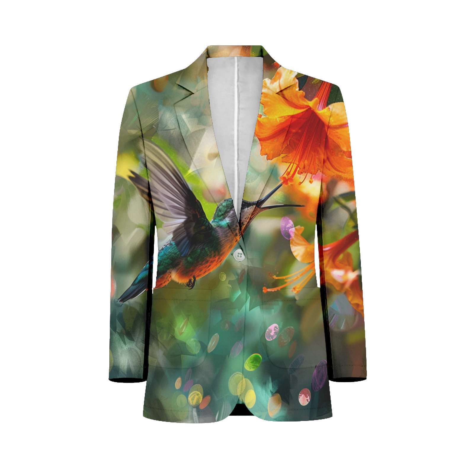 Colorful Hummingbird And Flowers Customized Men's Suits full man Shawl ...