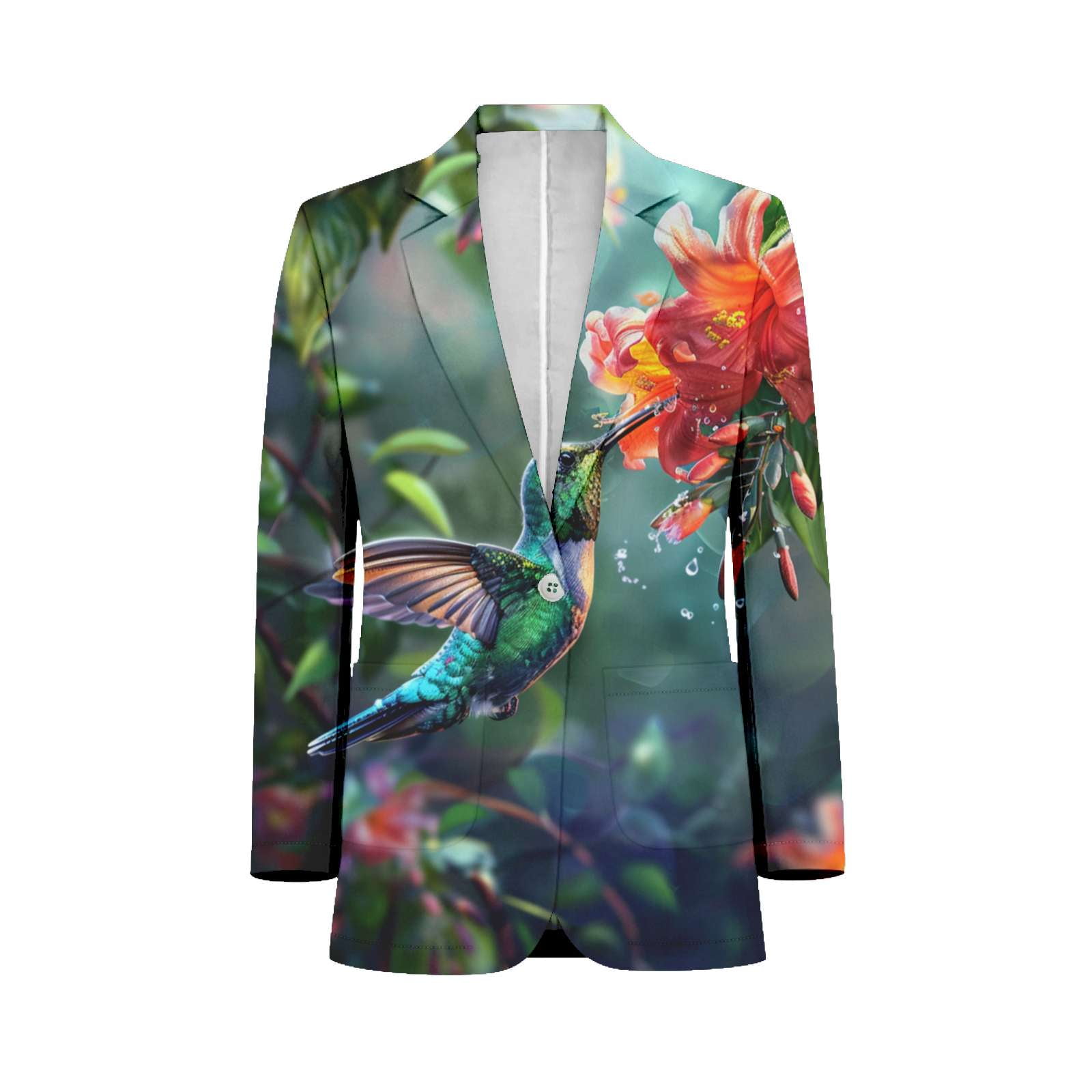 Colorful Hummingbird And Flowers Customized Men's Suits full man Shawl ...