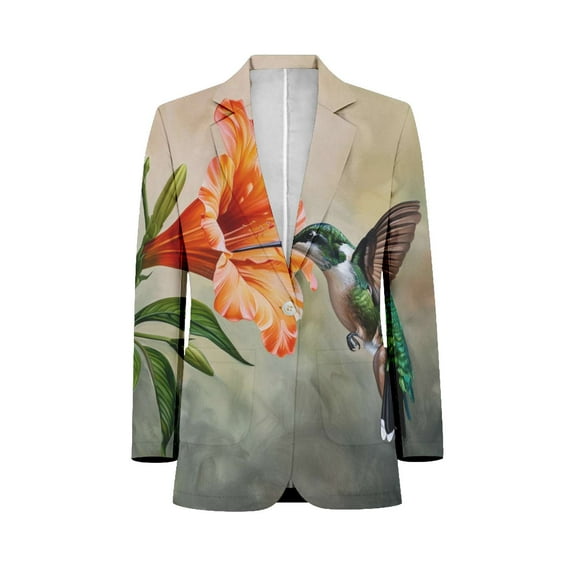 Colorful Hummingbird And Flowers Men Blazers Slim Clothing Summer ...