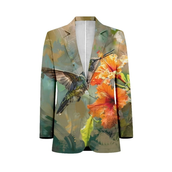 Colorful Hummingbird And Flowers Men Blazers Slim Clothing Summer ...
