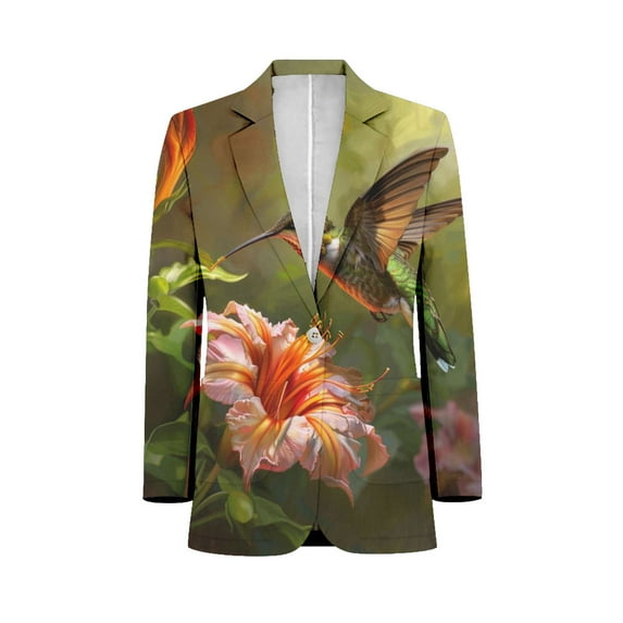 Colorful Hummingbird And Flowers Men Blazers Slim Clothing Summer ...