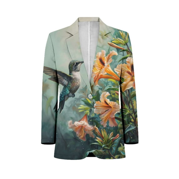 Colorful Hummingbird And Flowers Men's Suit Blazer Casual Party Wear ...