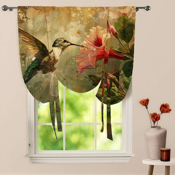 Colorful Hummingbird And Flowers Window Curtain for Living Room Roman ...