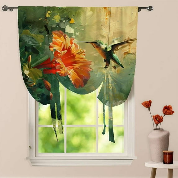 Colorful Hummingbird And Flowers Window Curtain for Living Room Roman ...