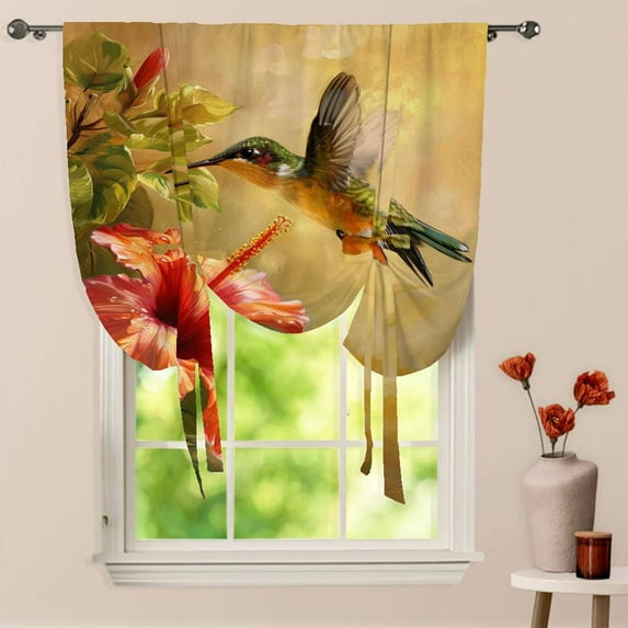 Colorful Hummingbird And Flowers Window Curtain for Living Room Roman ...