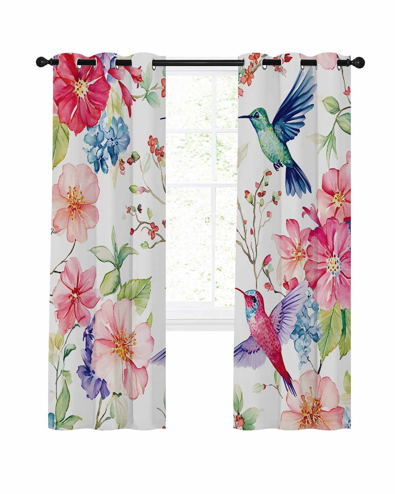 Colorful Hummingbird Blackout Curtains, Light Blocking Print Window ...