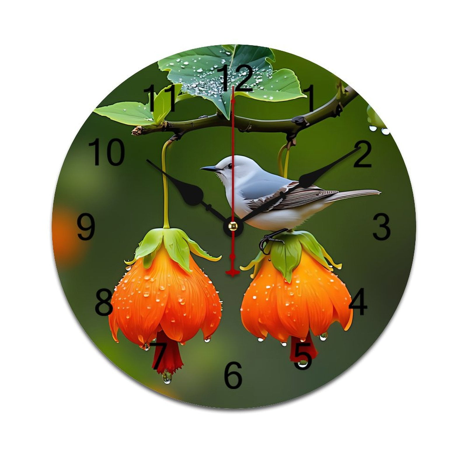 Colorful Hummingbird Bushes Bedroom Wall Clock Large Modern Kitchen Dinning Round Living Room ...