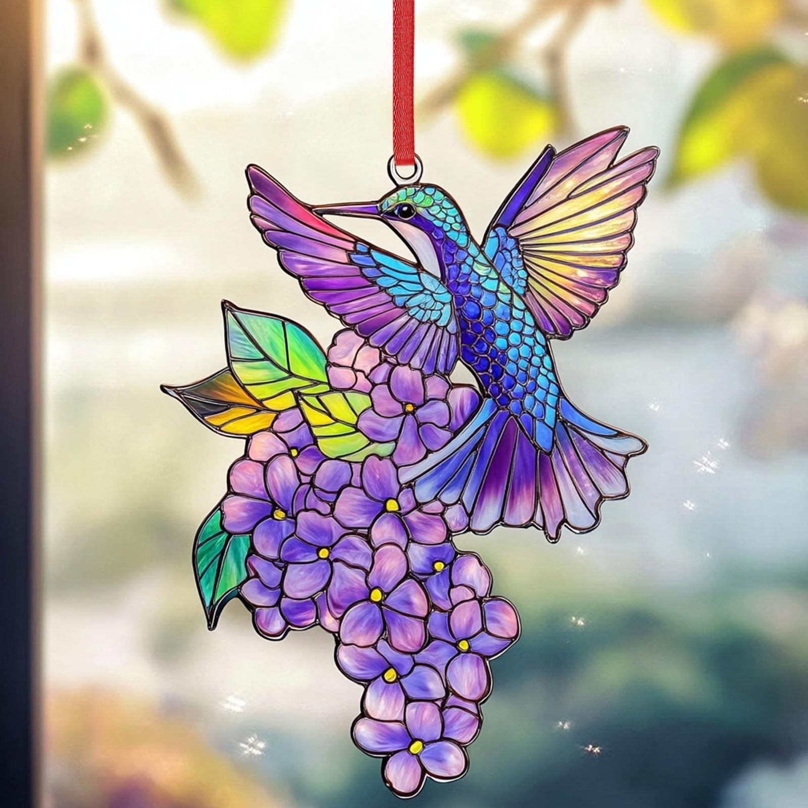 Colorful Hummingbird Flower Sun Catchers Pendant, Hummingbird Sun ...