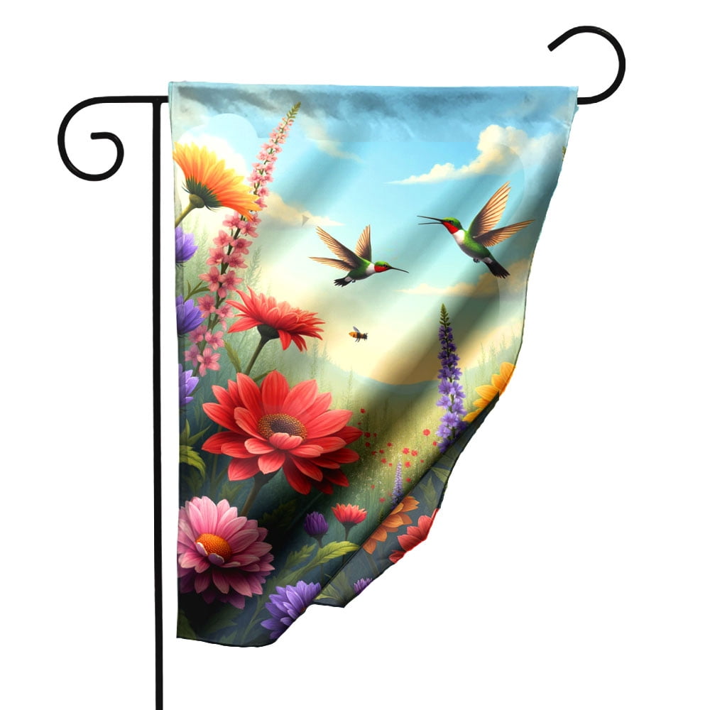Colorful Hummingbird Garden Flag Double Sided Polyester Decorative ...
