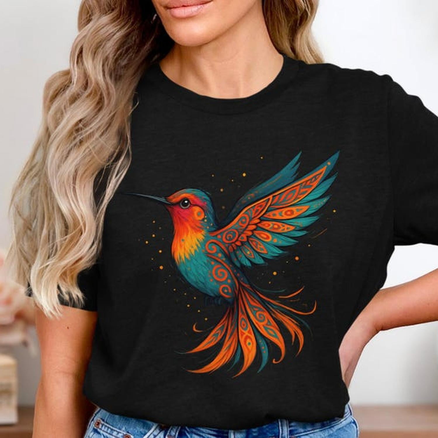Colorful Hummingbird S1Hirt, Bird T-S1Hirt, Vibrant Animal Art T1EE ...