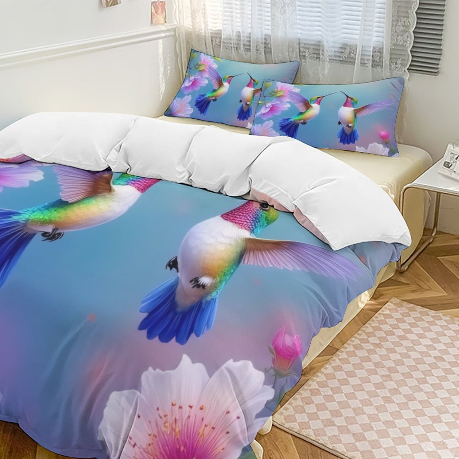 Colorful Hummingbirds & Blossoms-1 3D Duvet Cover Set Quilt Cover Theme ...