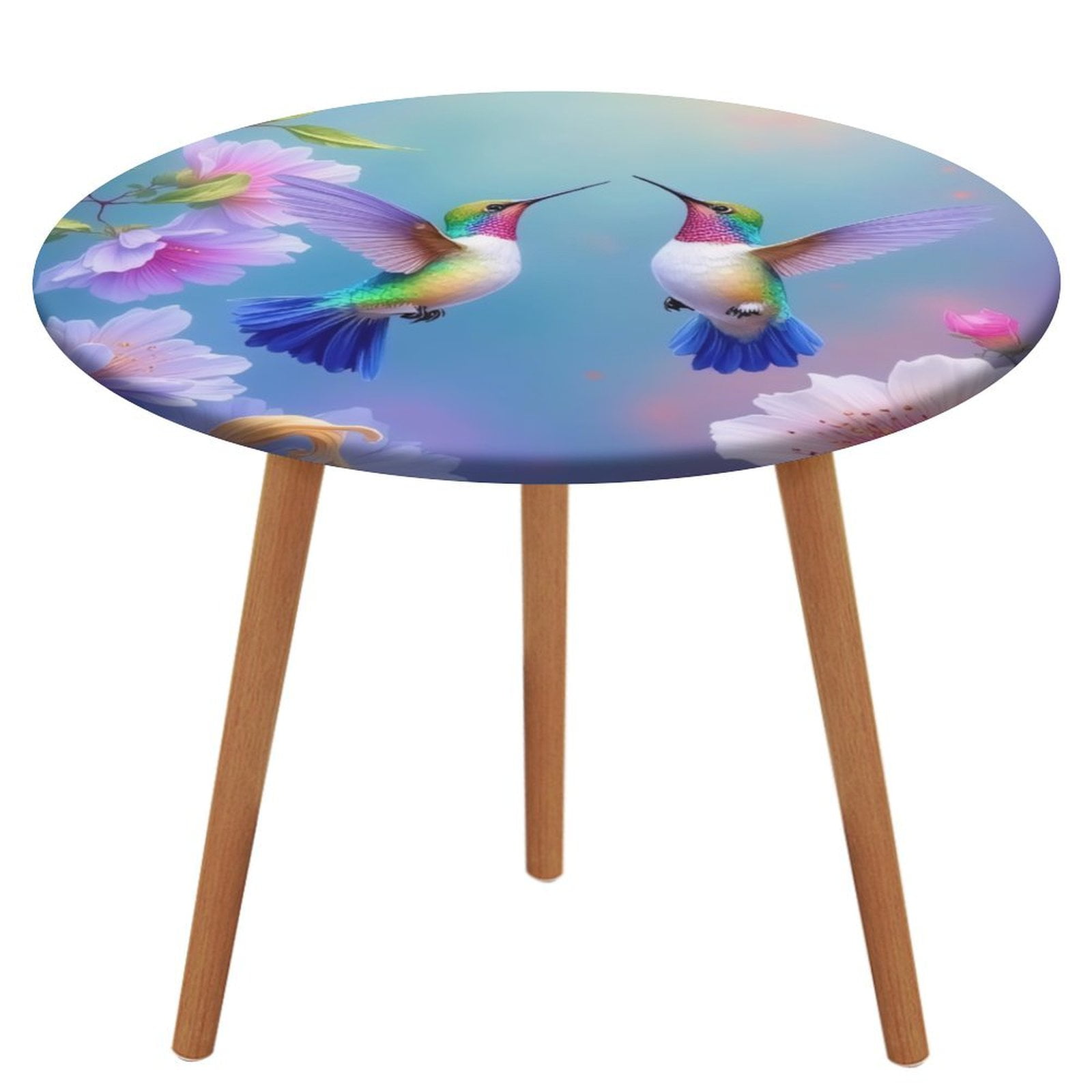 Colorful Hummingbirds & Blossoms-1 Tablecloth Round Elastic Fitted ...