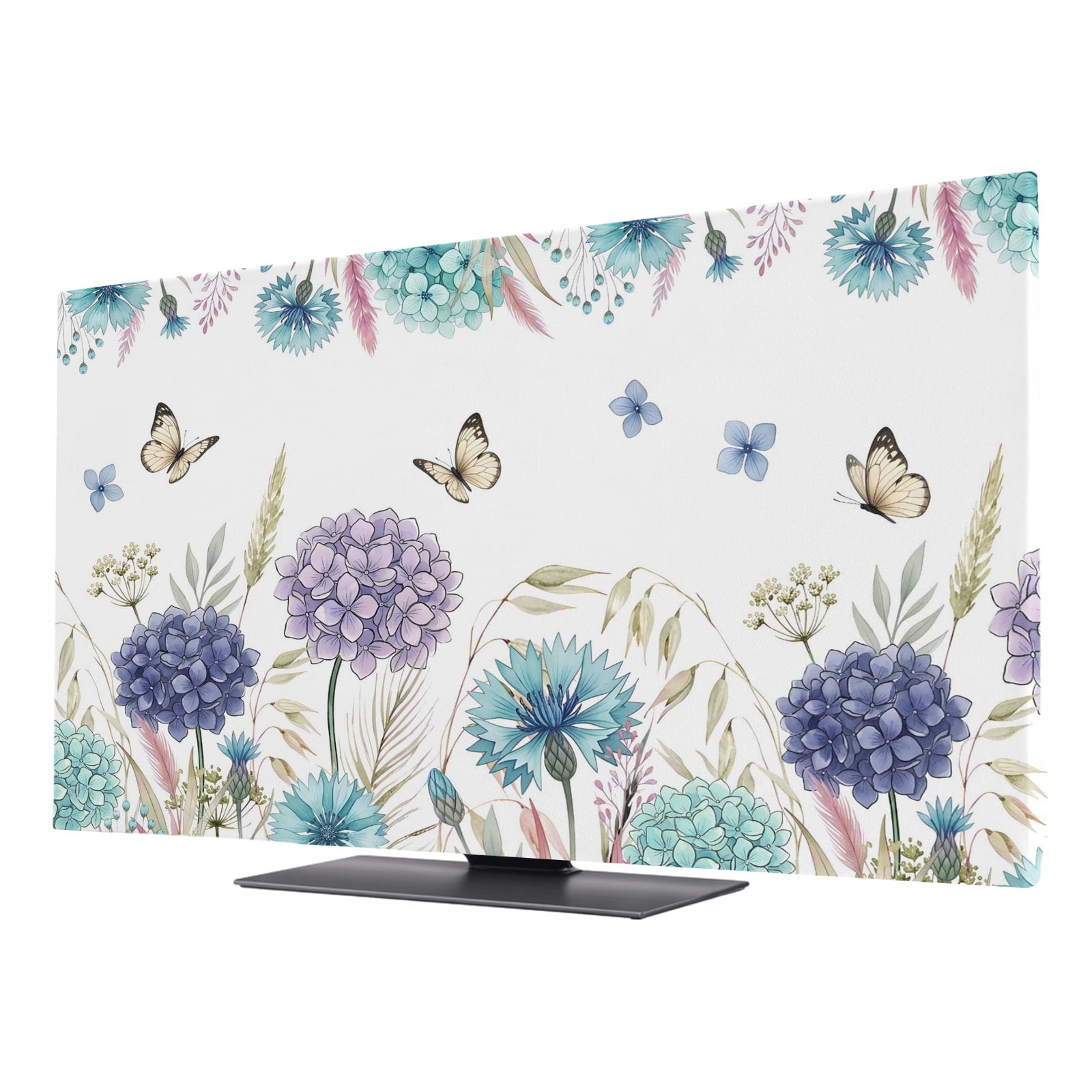 Colorful Hydrangea TV Cover for 75 Inch Screen,Stretch Fabric Dustproof ...