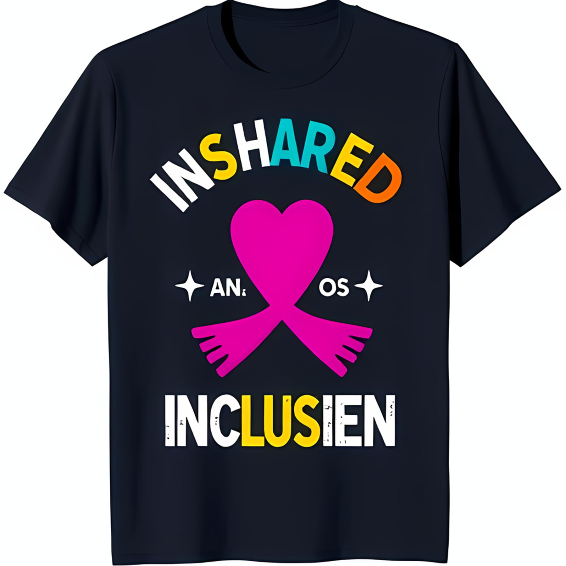 Colorful 'INSHARED' Graphic T-Shirt: Celebrate Inclusion with Heart ...