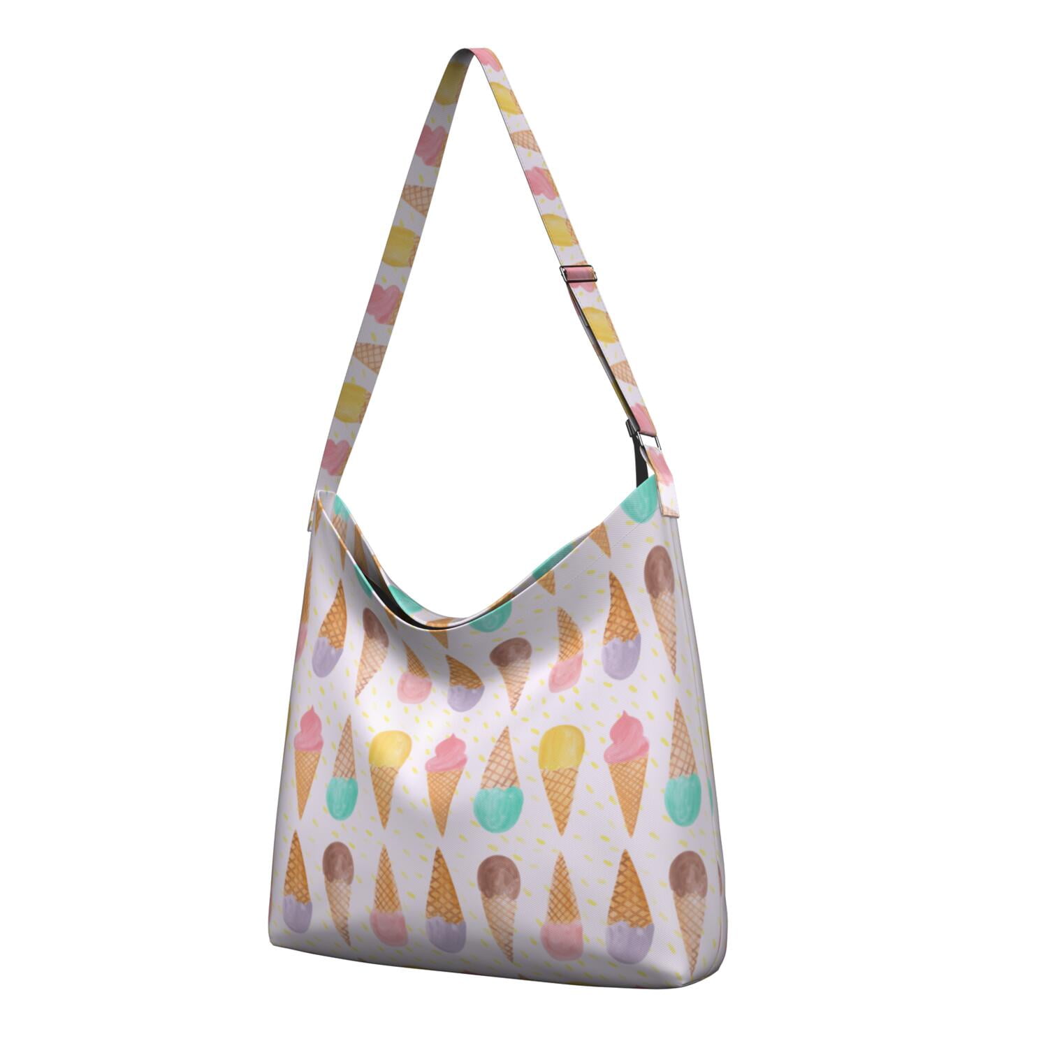 Colorful Ice Cream Canvas Crossbody Bag – Reusable, Eco-Friendly ...