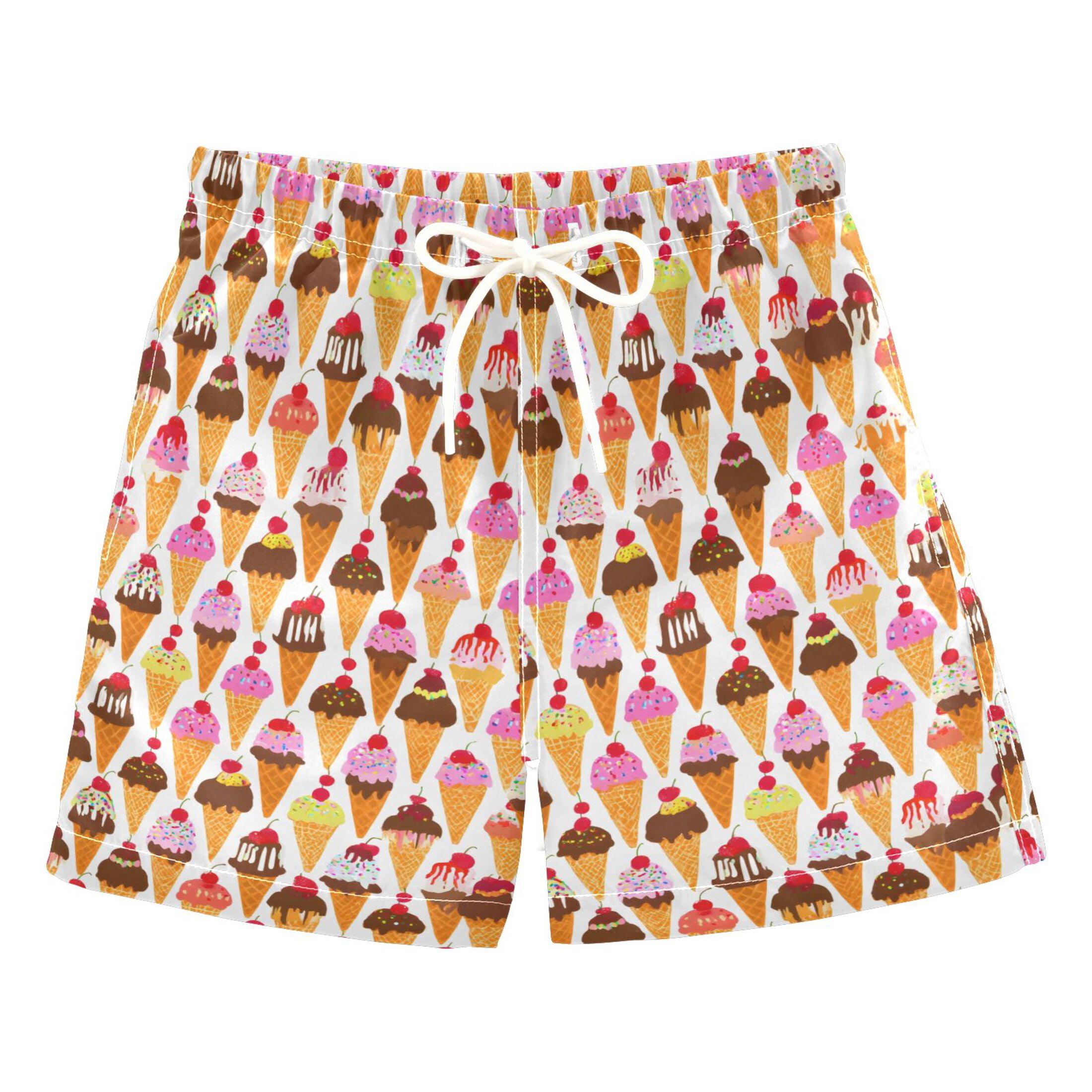 Colorful Ice Cream Cones Swim Trunks Quick Dry Beach Pool Board Shorts ...