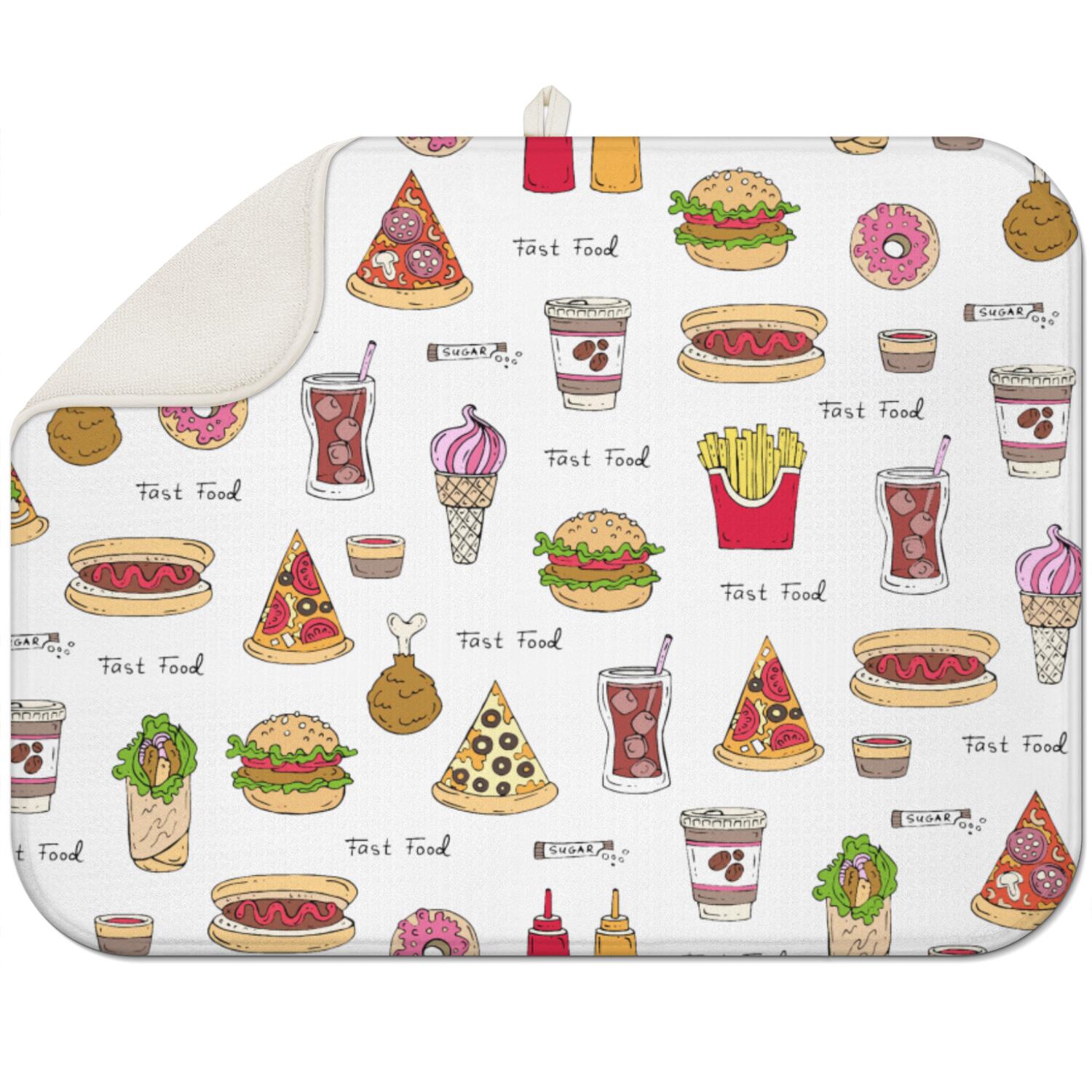Colorful Ice Cream Dessert Dish Drying Mat - Super Absorbent Microfiber ...