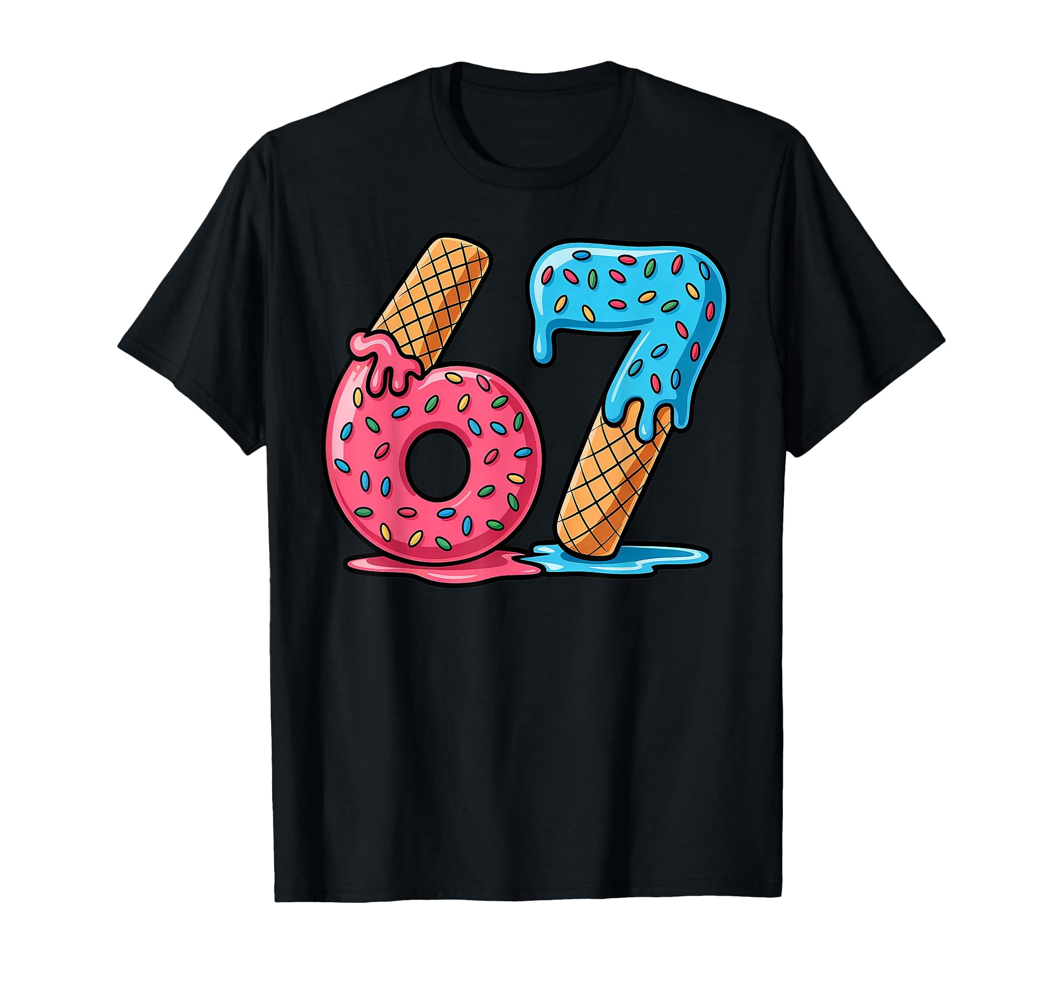 Colorful Ice Cream Drip 67 Funny Number T-Shirt for Fun and Memorable ...