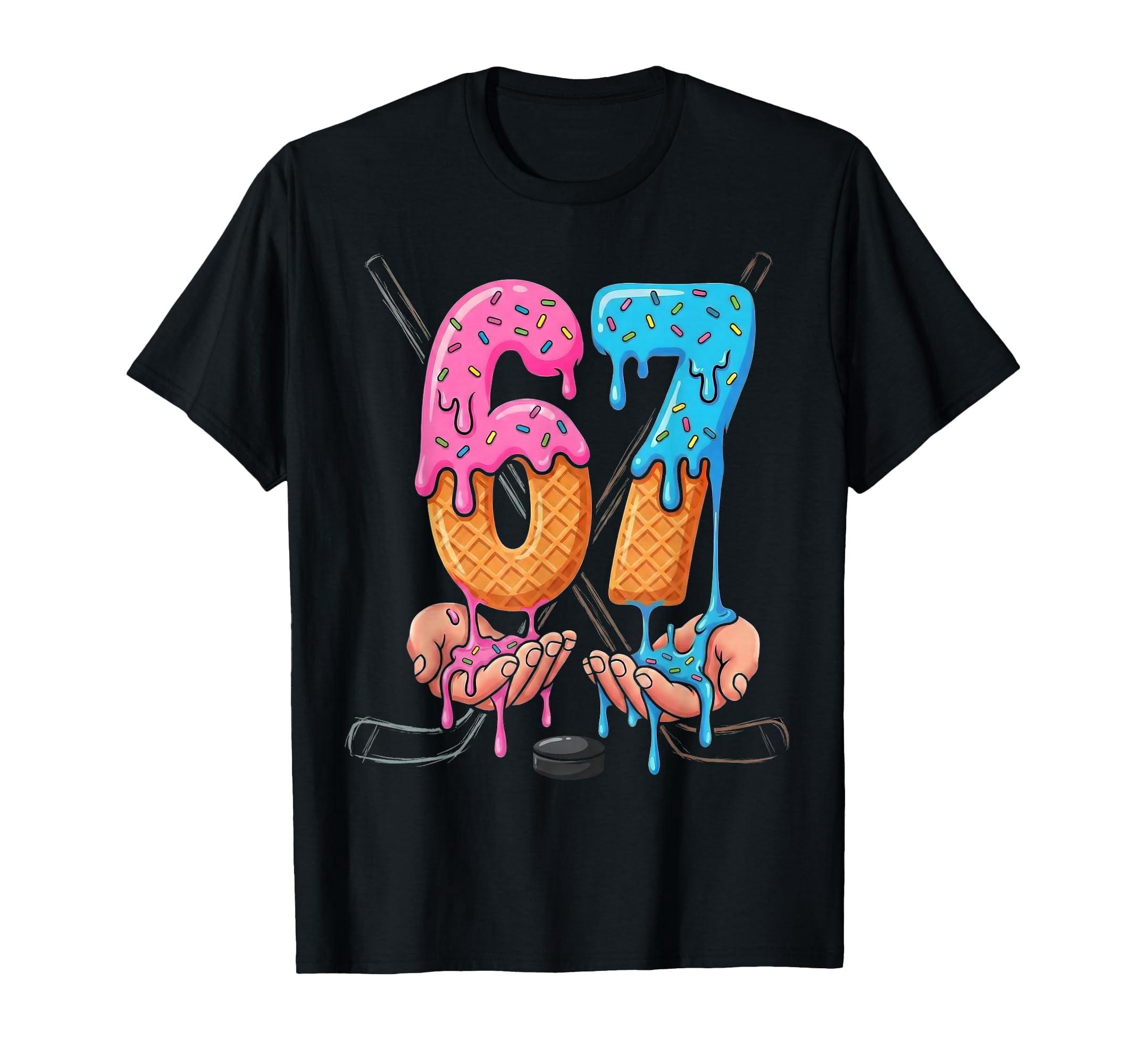 Colorful Ice Cream Drip Hockey T-Shirt for Game Day Fun - Walmart.com