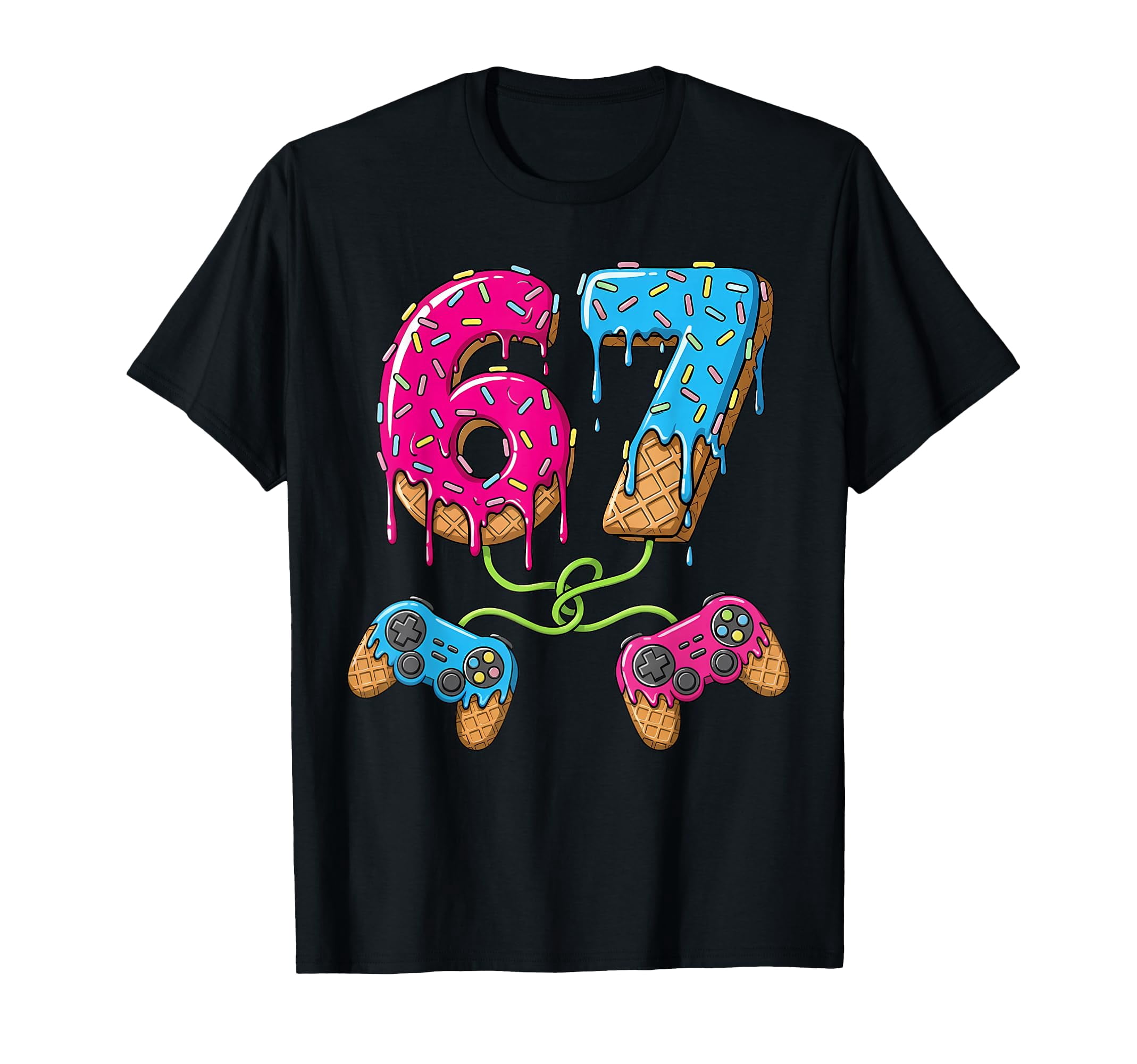Colorful Ice Cream Drip Number 67 T-Shirt for Gamers with Fun Design ...