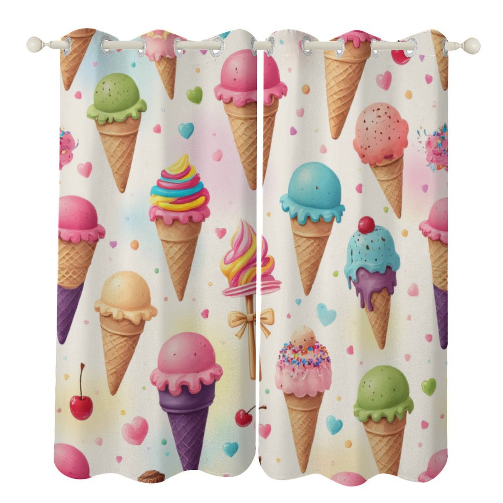 Colorful Ice Cream Pattern Blackout Window Curtains for Bedroom Living ...