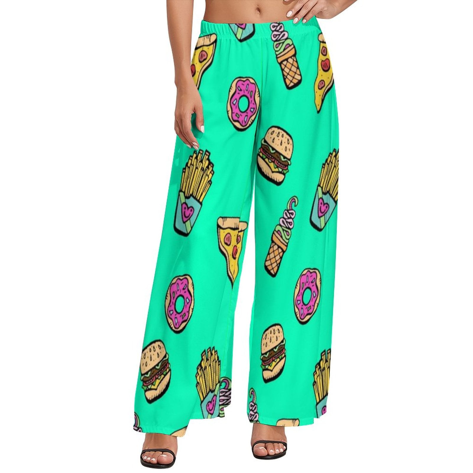 Colorful Ice Cream Pattern Pants Straight Cartoon Food Trendy Wide ...