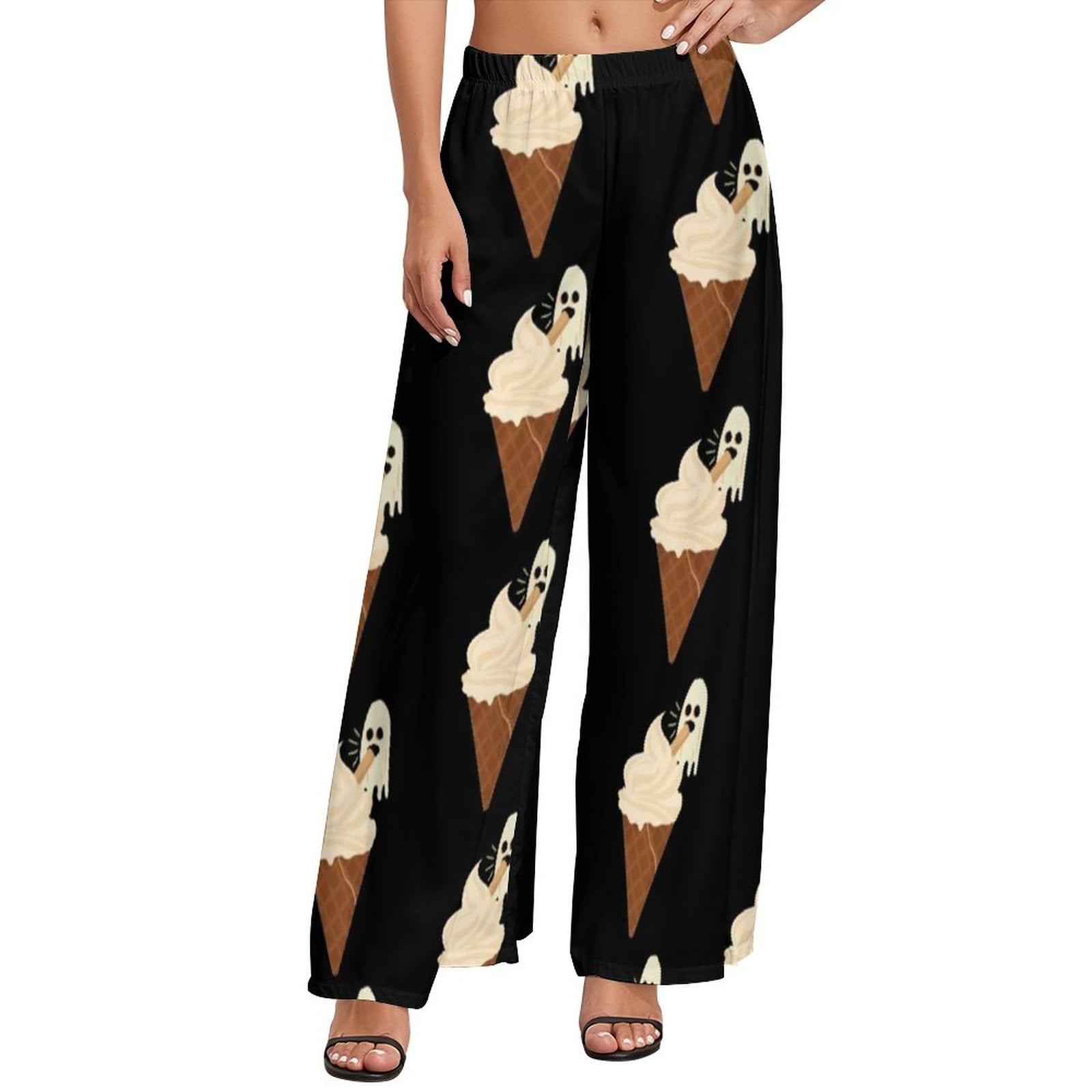 Colorful Ice Cream Pattern Pants Straight Cartoon Food Trendy Wide ...