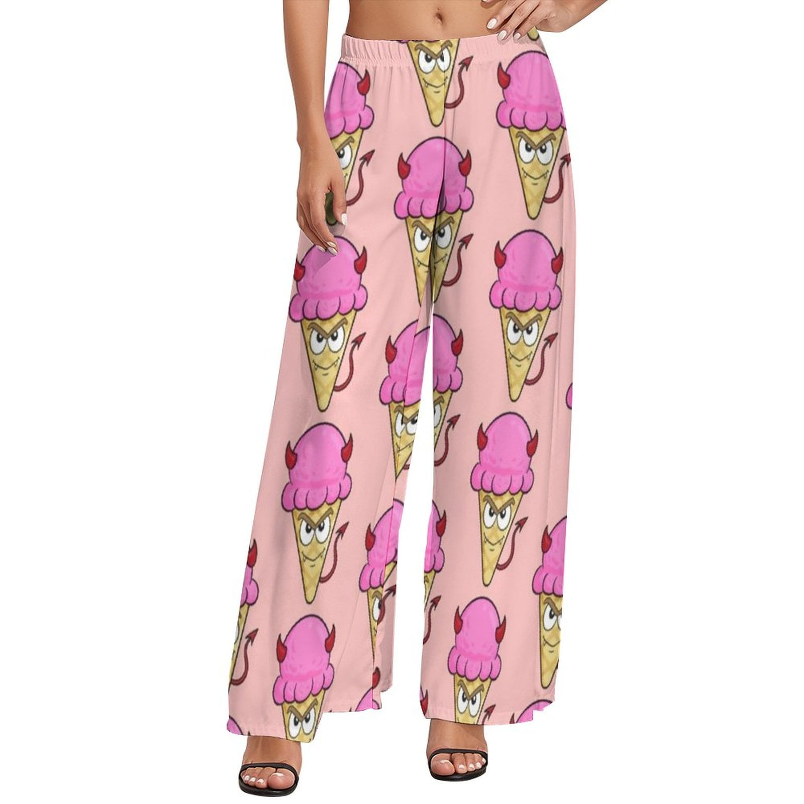 Colorful Ice Cream Pattern Pants Straight Cartoon Food Trendy Wide ...