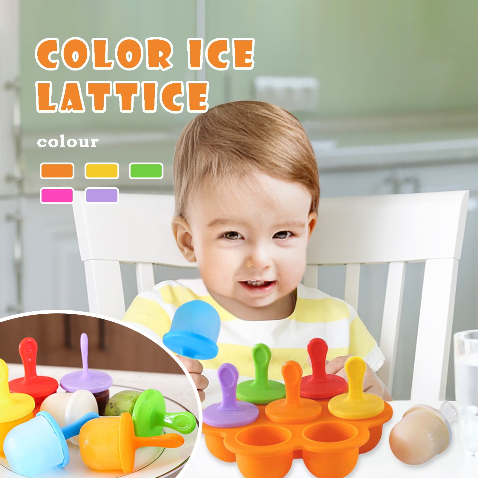 Colorful Ice Cream Tray 7-Hole Popsicle Maker Easy Release Tray Food ...