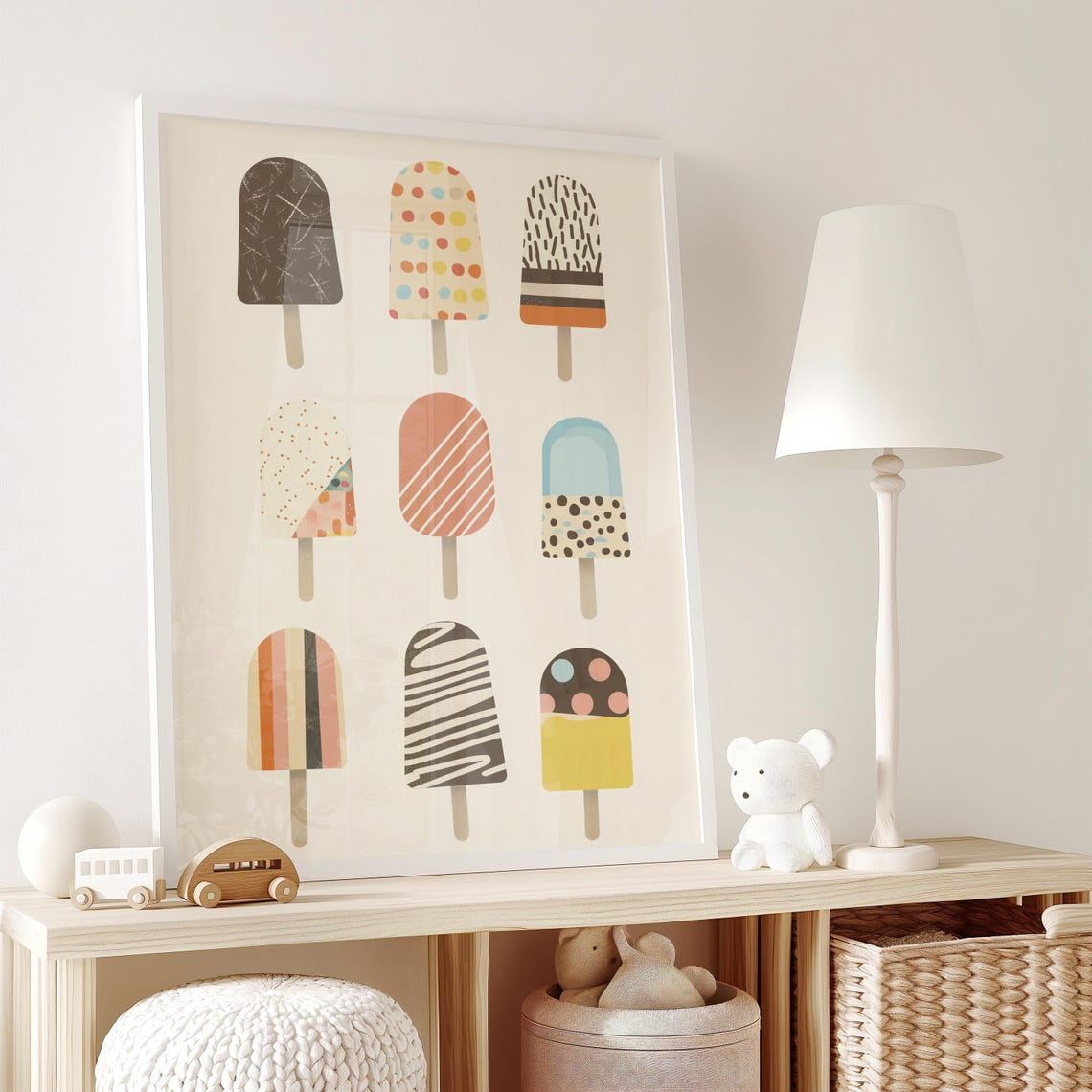 Colorful Ice Creams Print, Kids Room Ice Cream Decor, Nursery Wall Art ...