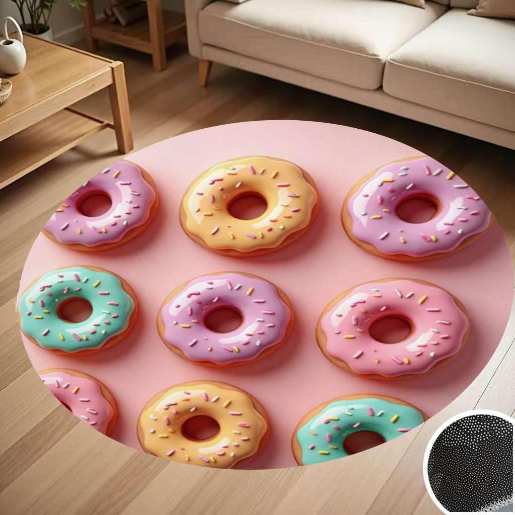 Colorful Iced Donuts Pattern Round Carpet Living Room Bedroom Home ...