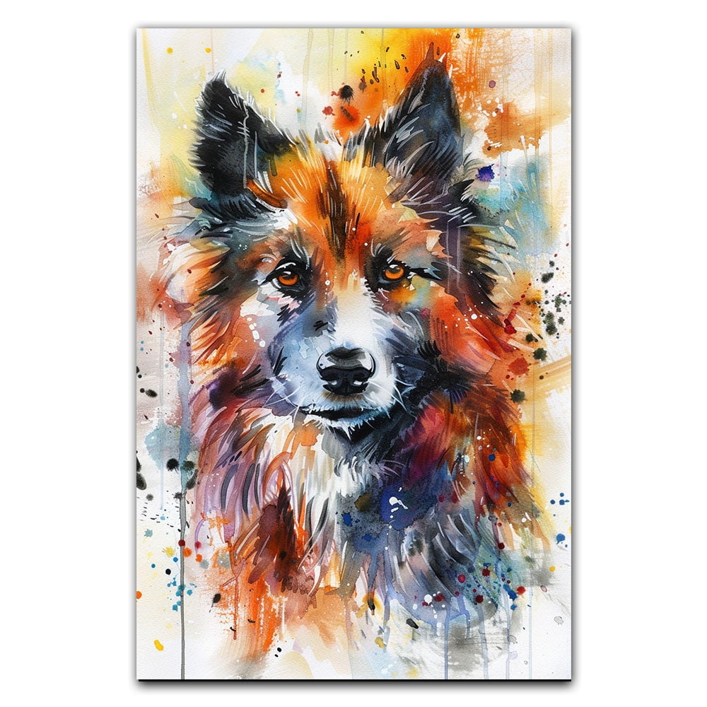 Colorful Icelandic Sheepdog Wall Art Abstract Dog Posters Animal Canvas ...