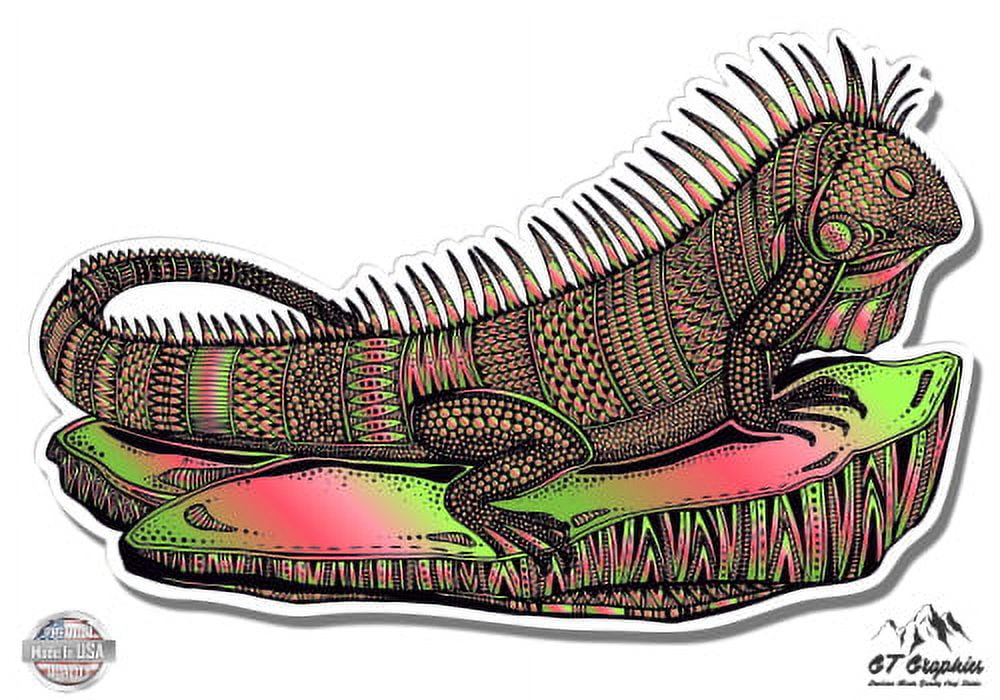 Colorful Iguana Tangle Art Design - 8" Vinyl Sticker - For Car Laptop I ...