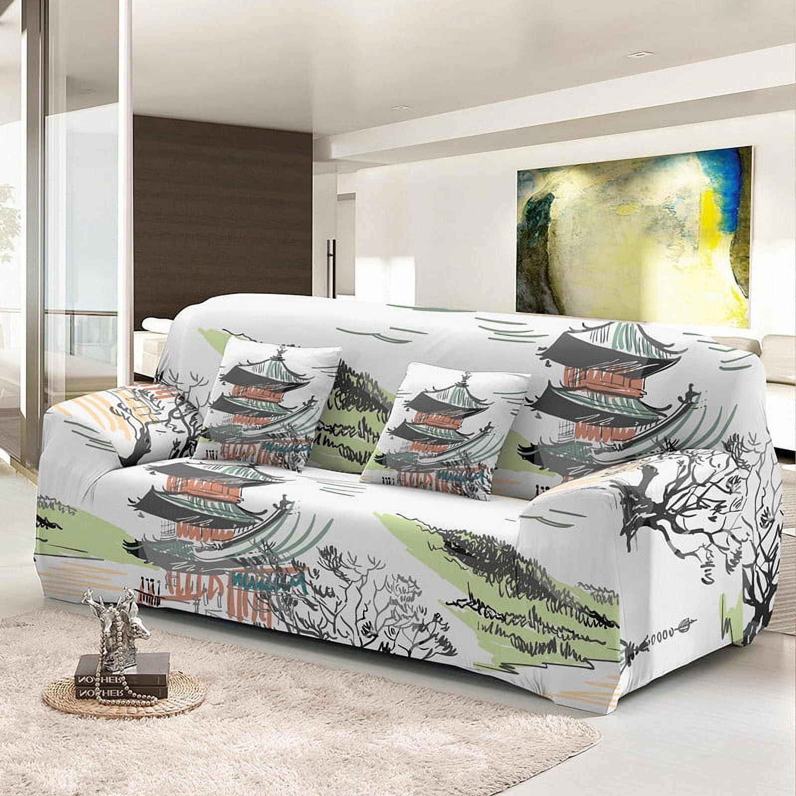 Colorful Illustration Painting Elastic Sofa Cover For Living Room ...