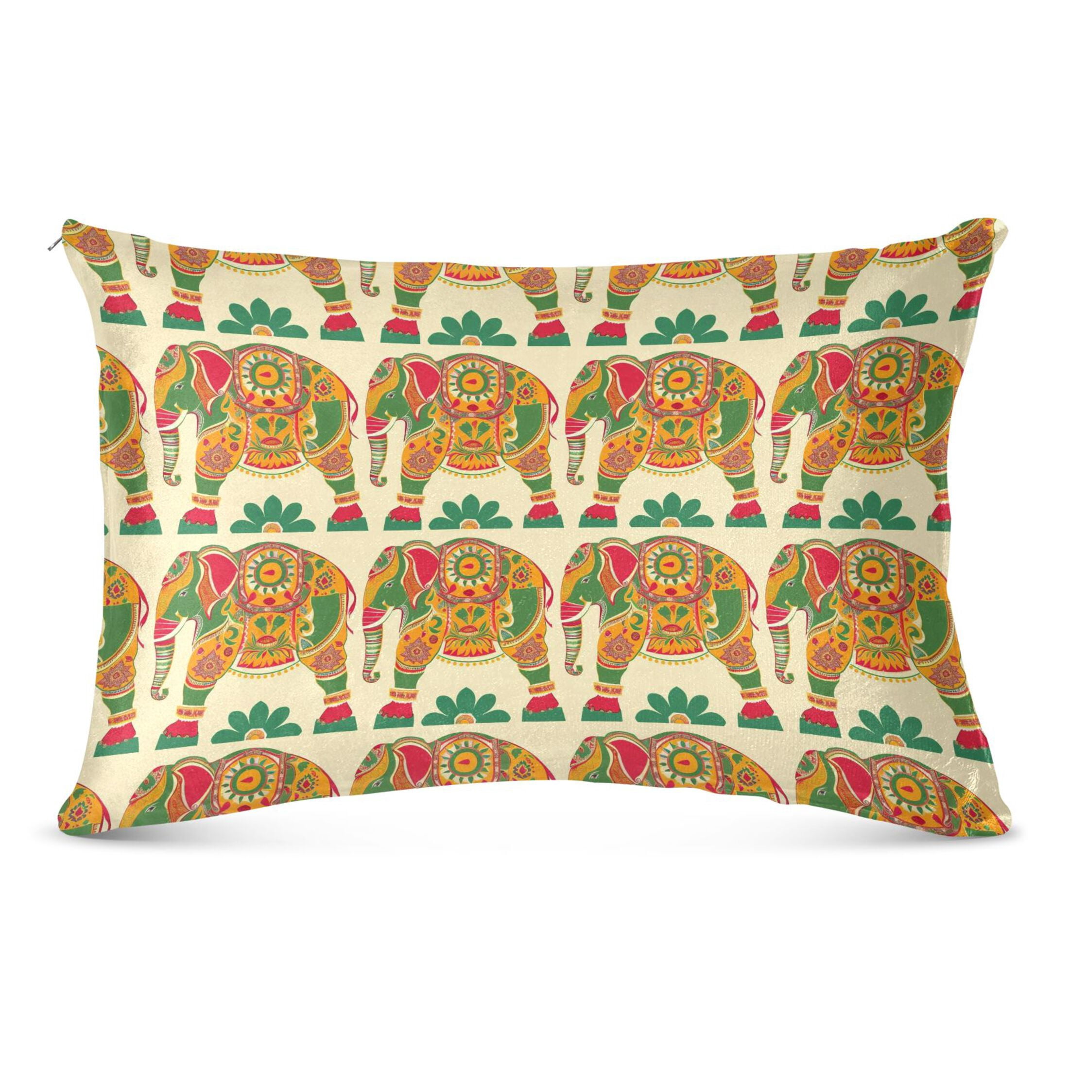 Colorful Indian Elephant Plush Pillow Cases Queen Size Ultra Soft Warm ...