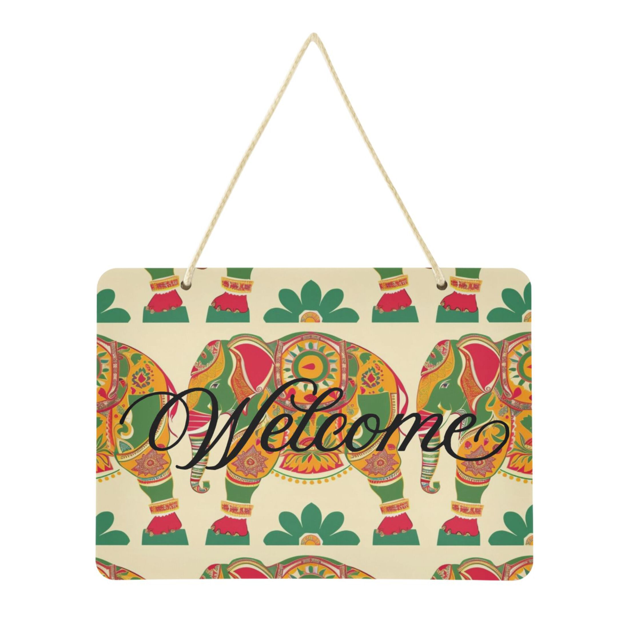 Colorful Indian Elephant Welcome Sign Front Door PVC 14x10 inch Hanger ...