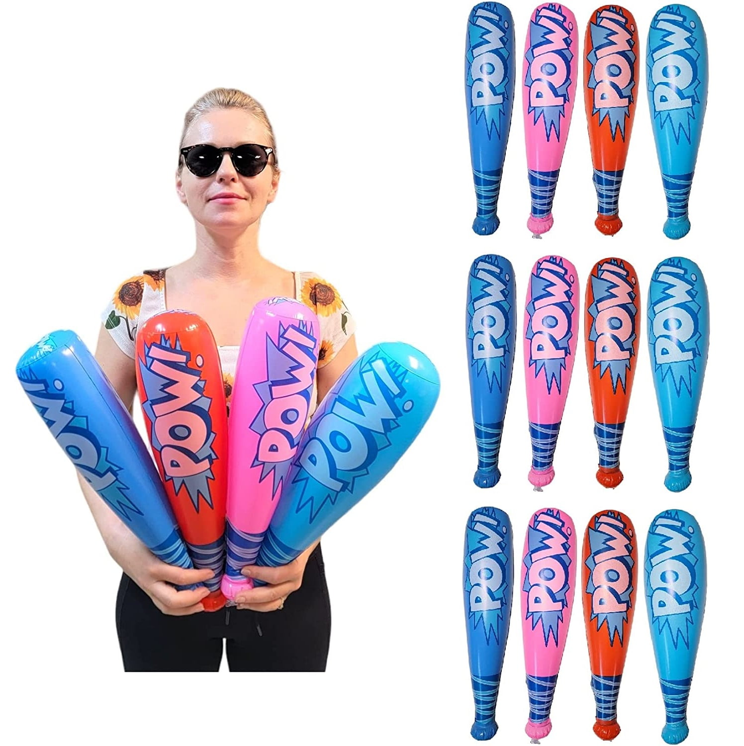 Colorful Inflatable Baseball POW Bats- 4 Colors. Vinyl Bat Inflates. 12 ...