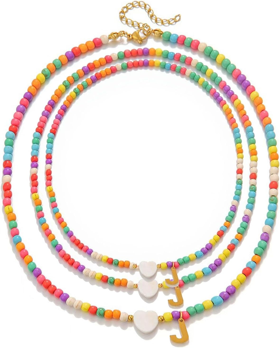 Colorful Initial Necklace Bracelet Ankle Set for Women Stainless Steel ...