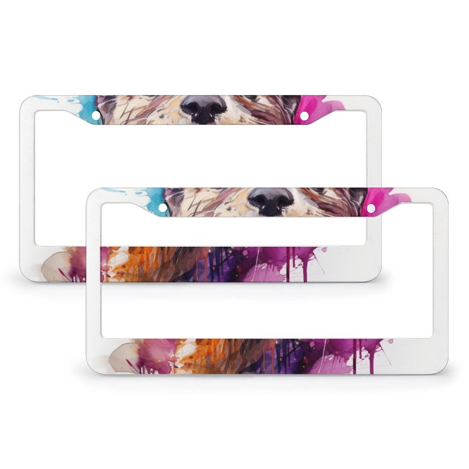 Colorful Ink Oceanic Otter License Plate Frame 2 Pcs Set Gift for Otter ...