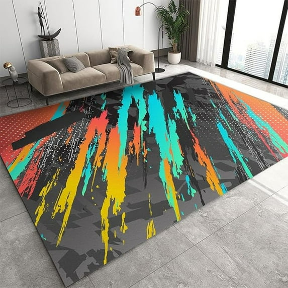Colorful Ink Splash Area Rugs, Street Graffiti Grunge Texture Easy ...