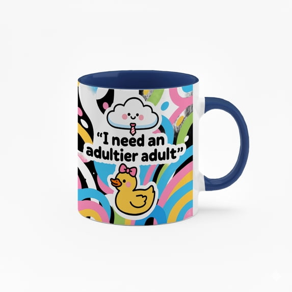 Colorful Inner Lining Ceramic Coffee Mug - Trending "I need an adultier ...