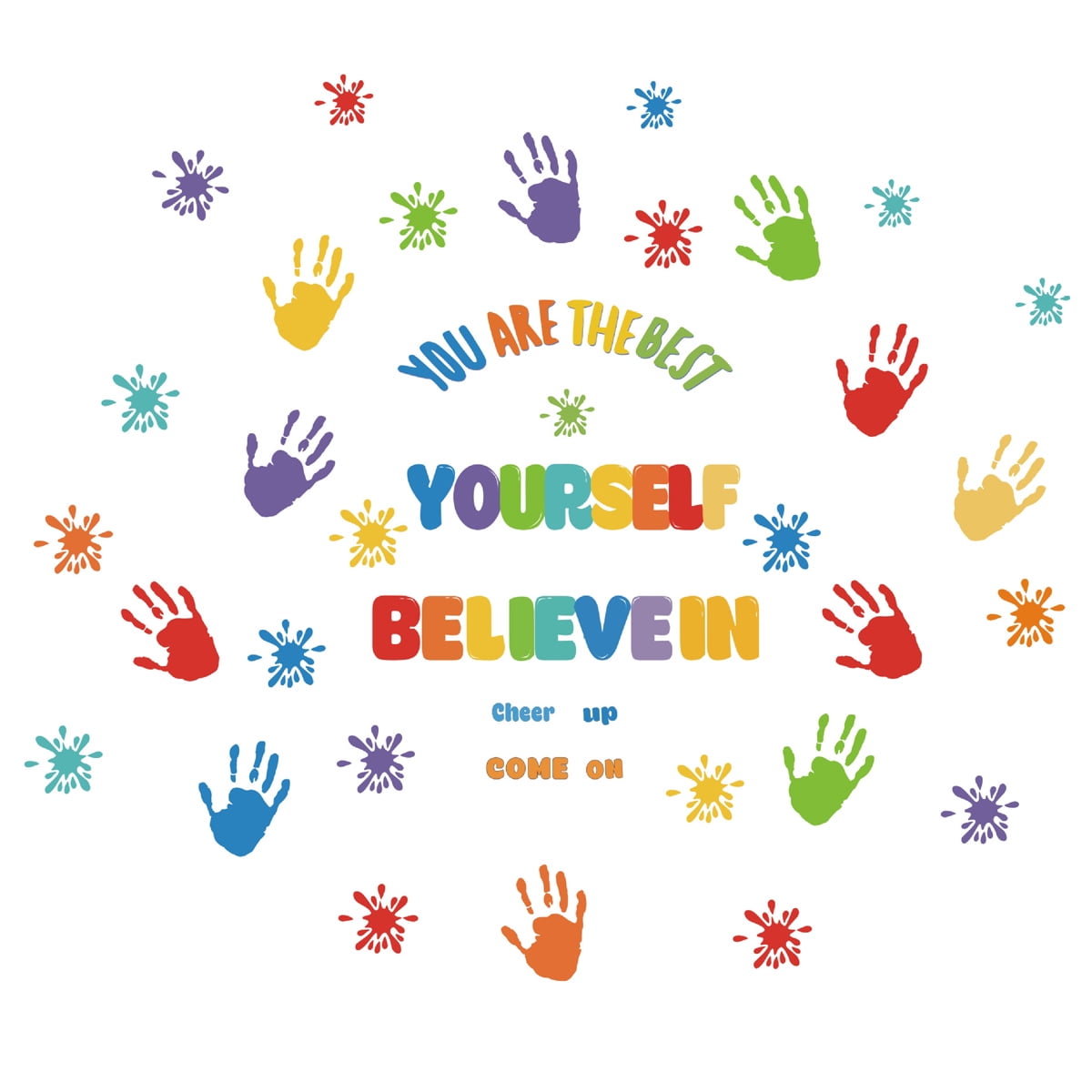 Colorful Inspirational Quotes Wall Decals Paint Splatter Handprint Wall ...