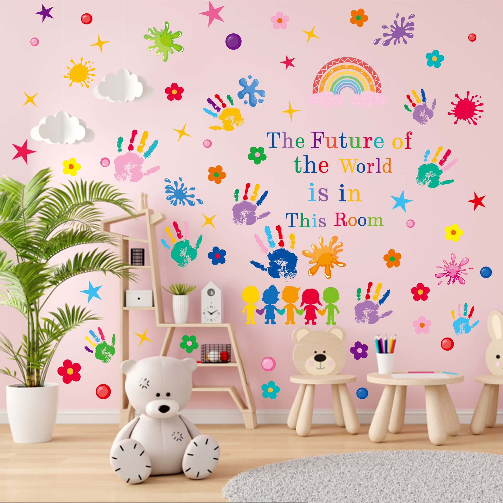 Colorful Inspirational Quotes Wall Decals Watercolor Crayon Paint Wall ...