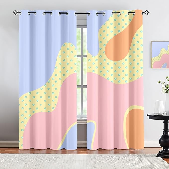Colorful Irregular Geometry Blackout Privacy Drapes, Medieval Style ...