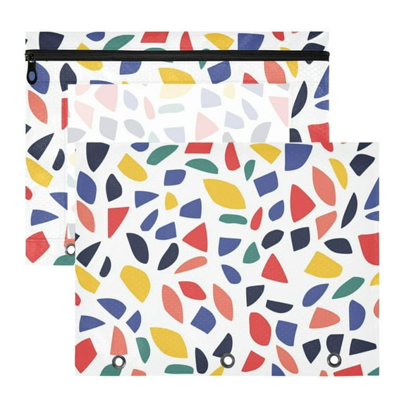 Colorful Irregular Patterns 3-Ring Binder Pouches A4 Size Zipper Pocket ...