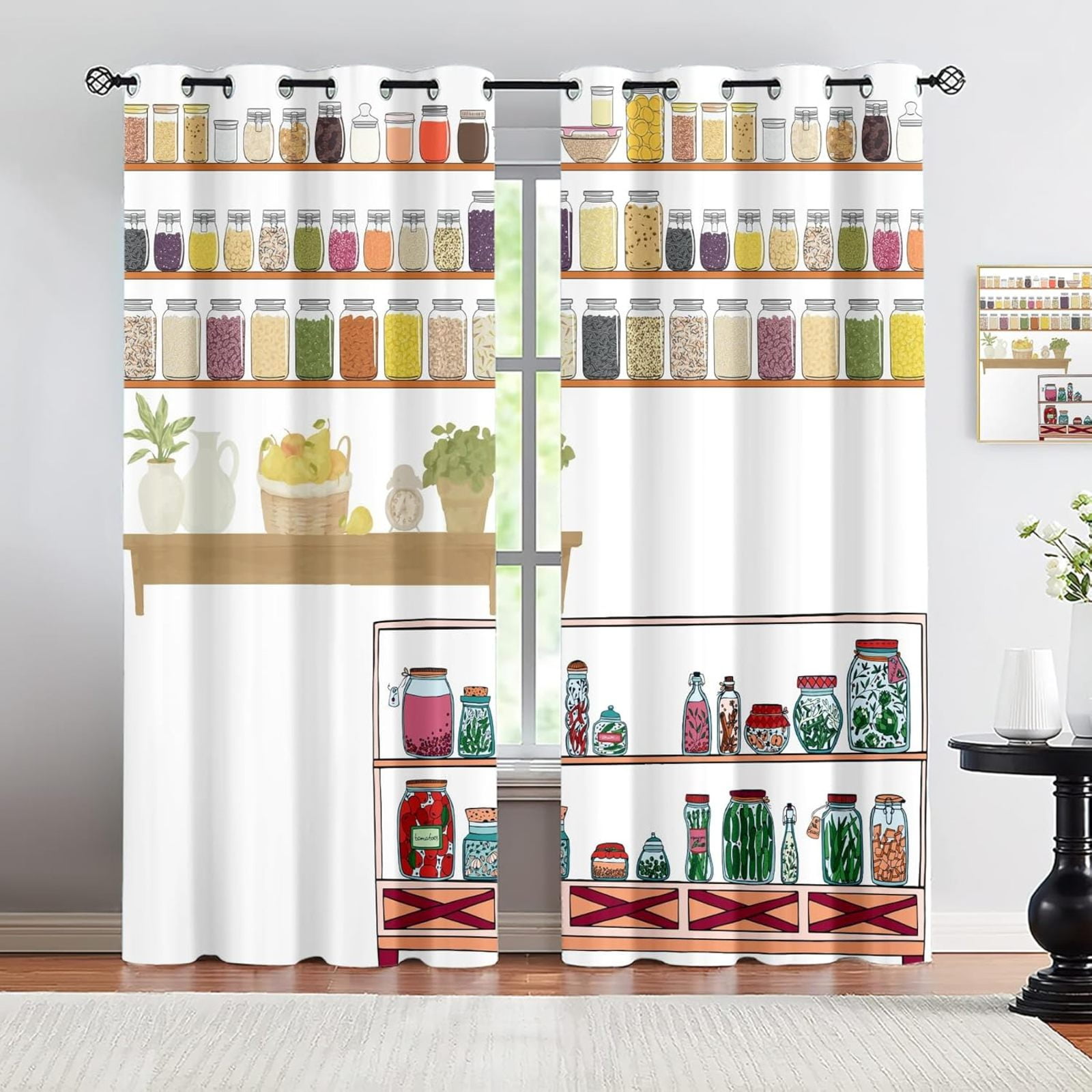 Colorful Jars Curtains Food Storage Racks Window Drapes Coffee Shop ...