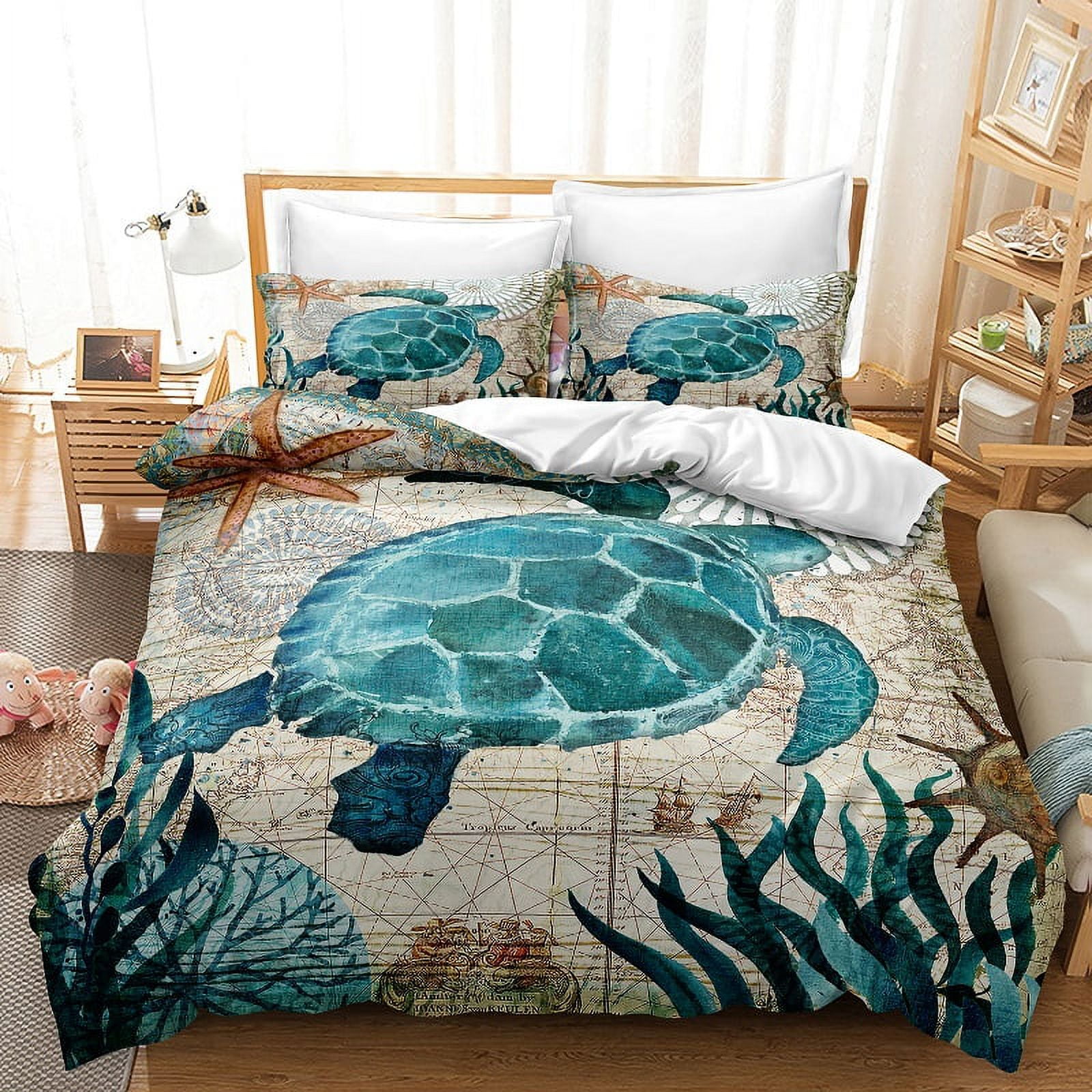 Colorful Jellyfish Decor Duvet Cover Set Queen Ocean Bedding Sets Underwater Animal Comforter ...