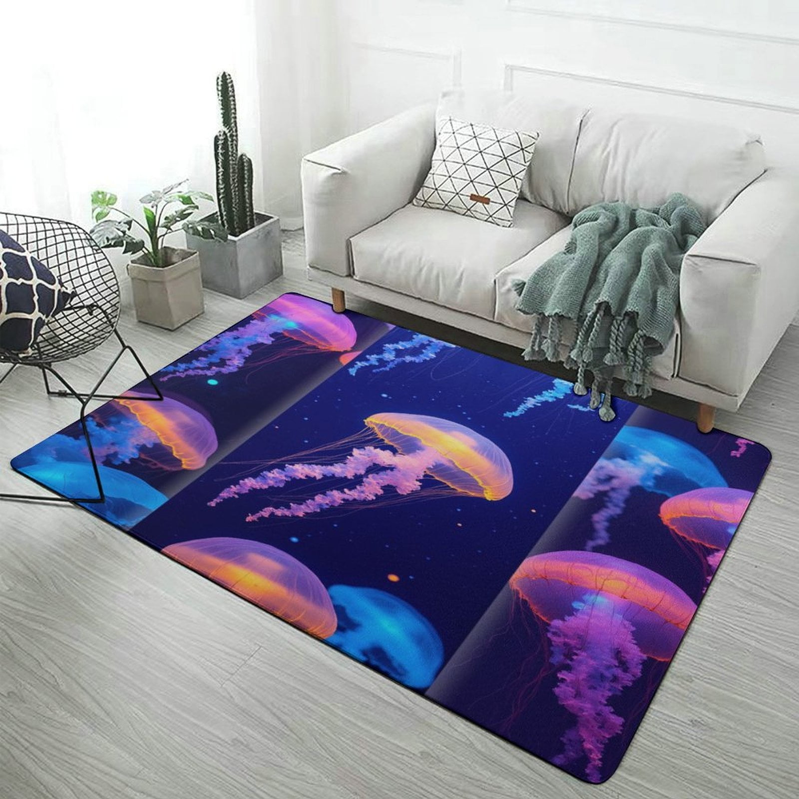 Colorful Jellyfish Pattern Carpet Rug for Home Living Room Bedroom Sofa ...