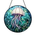 Colorful Jellyfish Stained Glass Suncatcher Decorative Window Art for ...